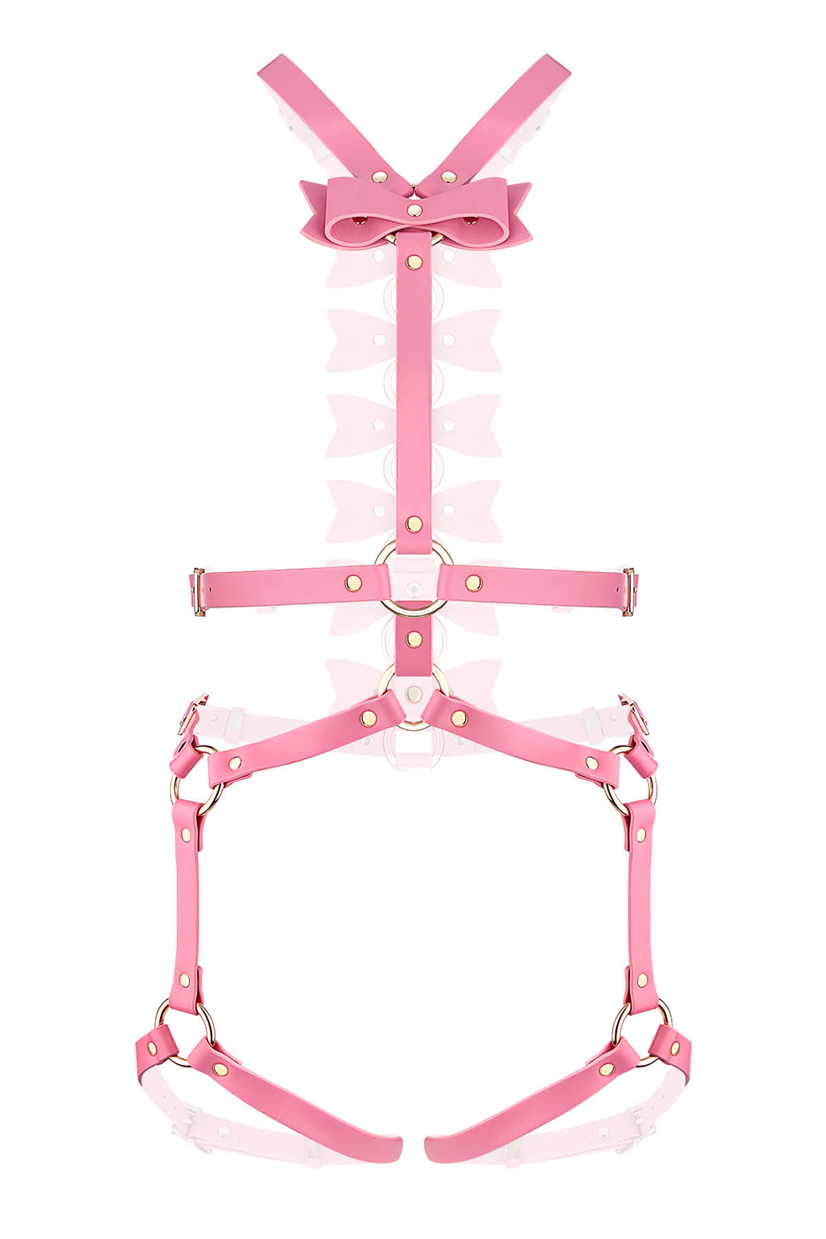 Frisson Full Body Leather Sexy Lingerie Harness with Bow Pink – Aphro Desire