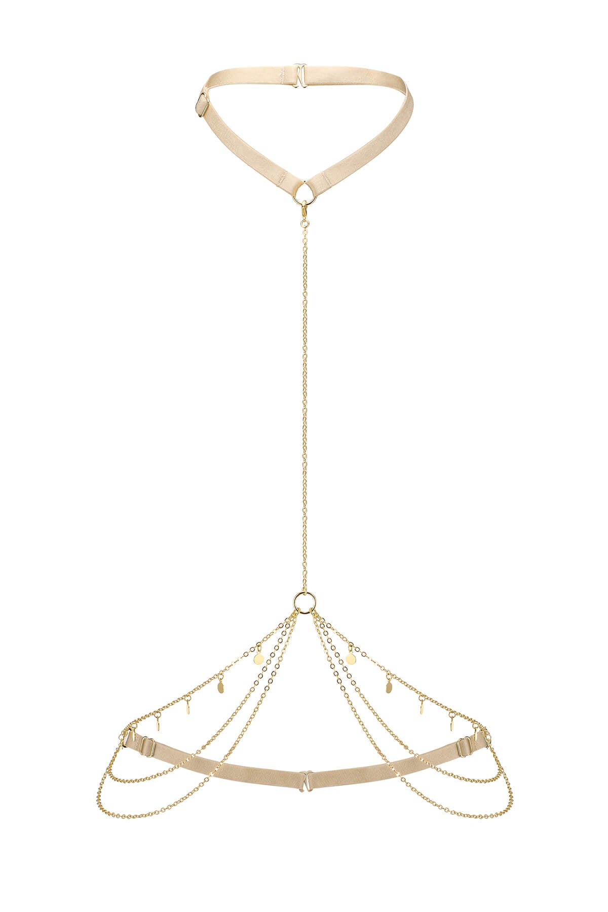 Delicate Chain Harness Champagne | Adjustable Straps & Gold-Tone Chain ...