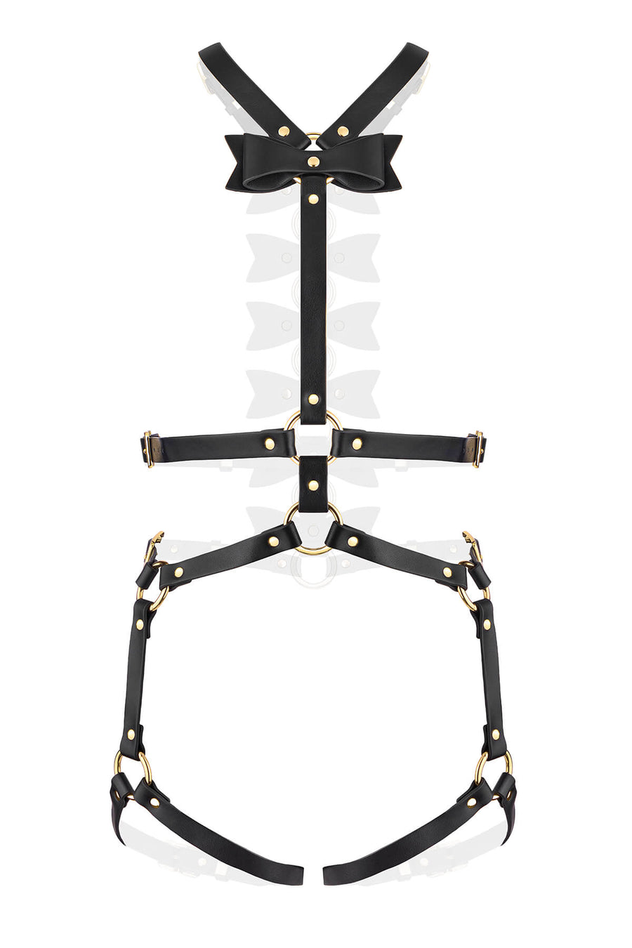 Frisson Full Body Leather Sexy Lingerie Harness with Bow Black – Aphro Desire