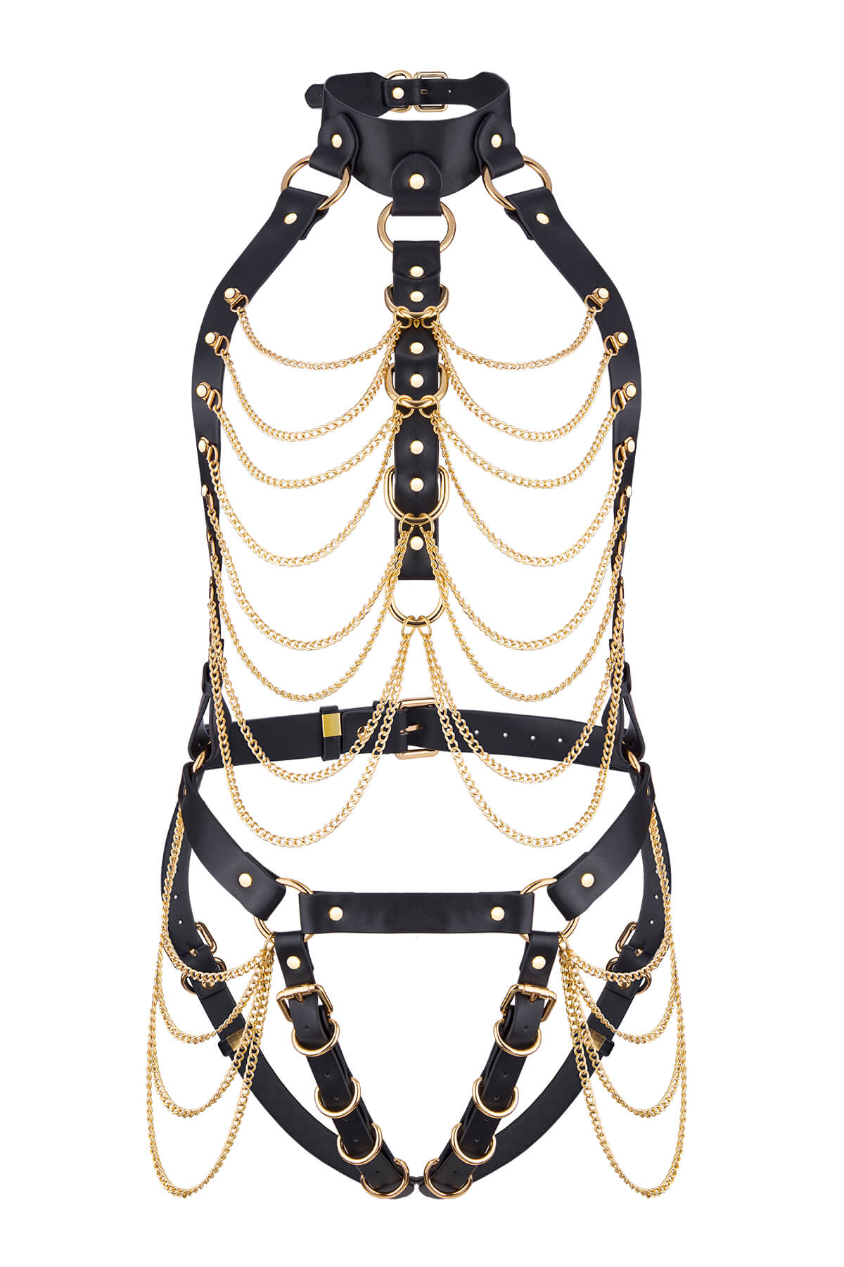 Siren Full Body Chain Leather Sexy Lingerie Harness Black – Aphro Desire